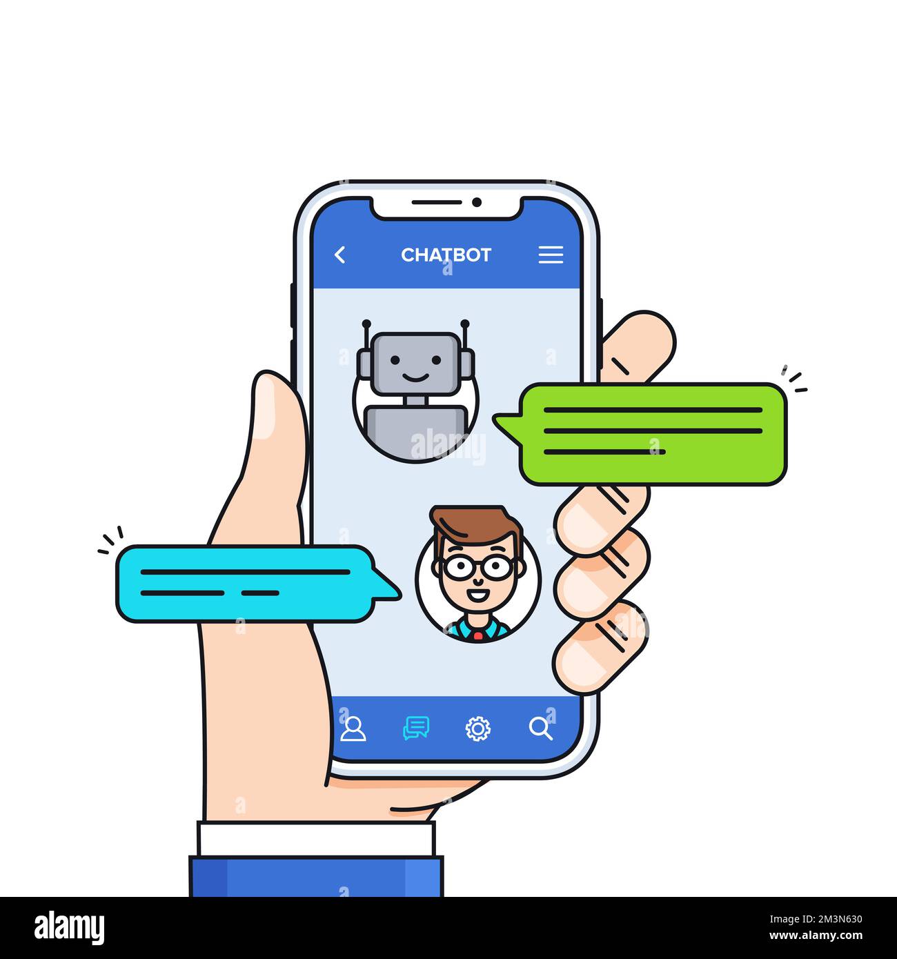 Chatbot Concept Man Chatting With Chat Bot On Smartphone Smart Bot