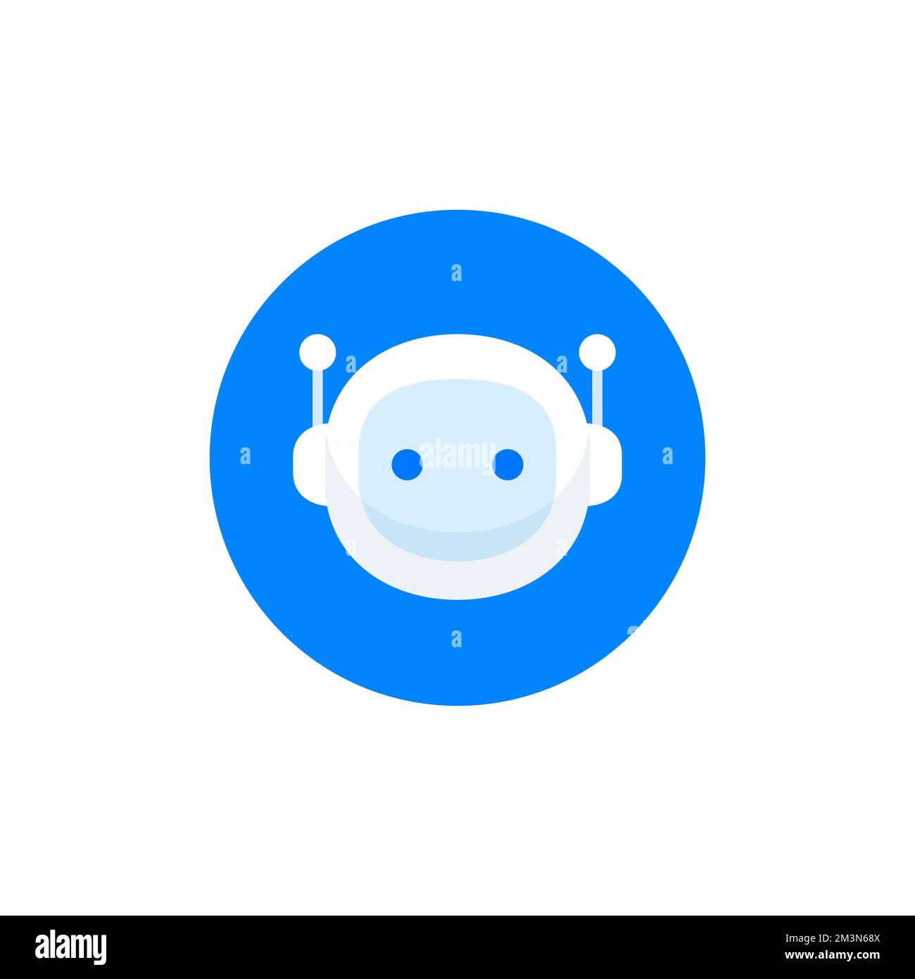 Robot head icon in circle. Chatbot sign design. Voice support service ...