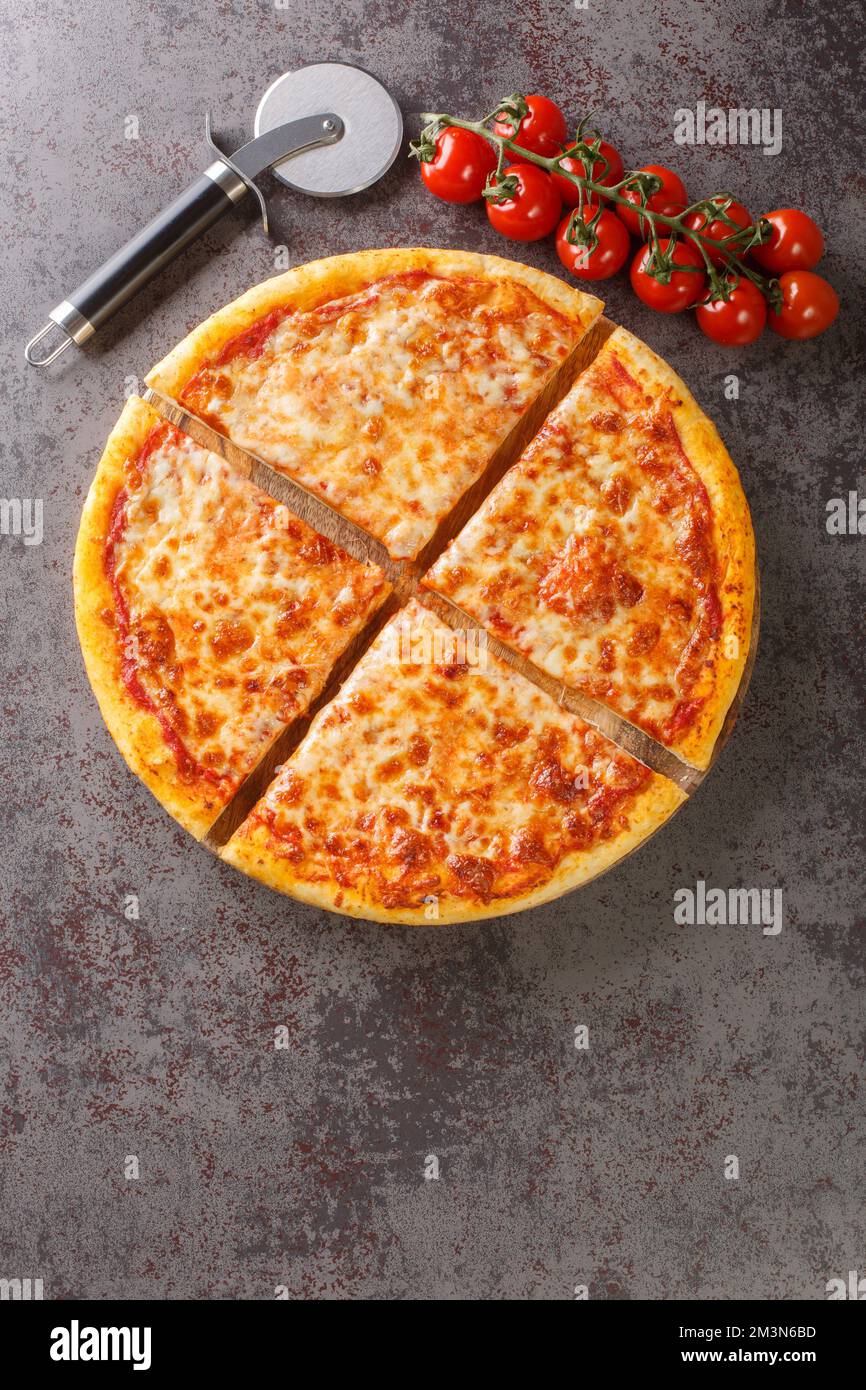 Authentic New York City Italian style pizzeria pizza pie closeup on the ...