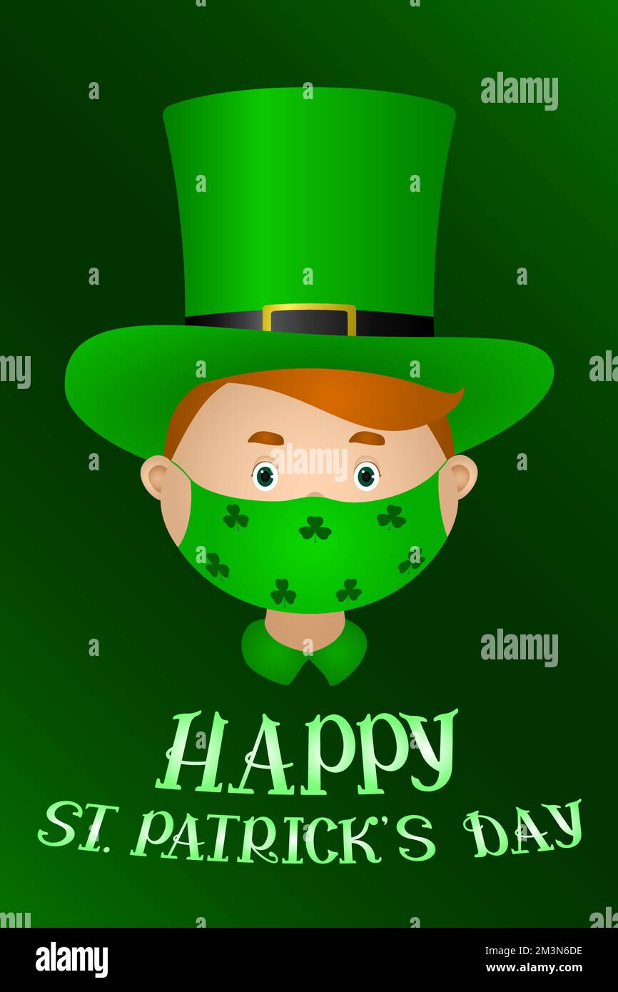 St Patricks Day poster. Man in top hat and mask. Vector illustration ...