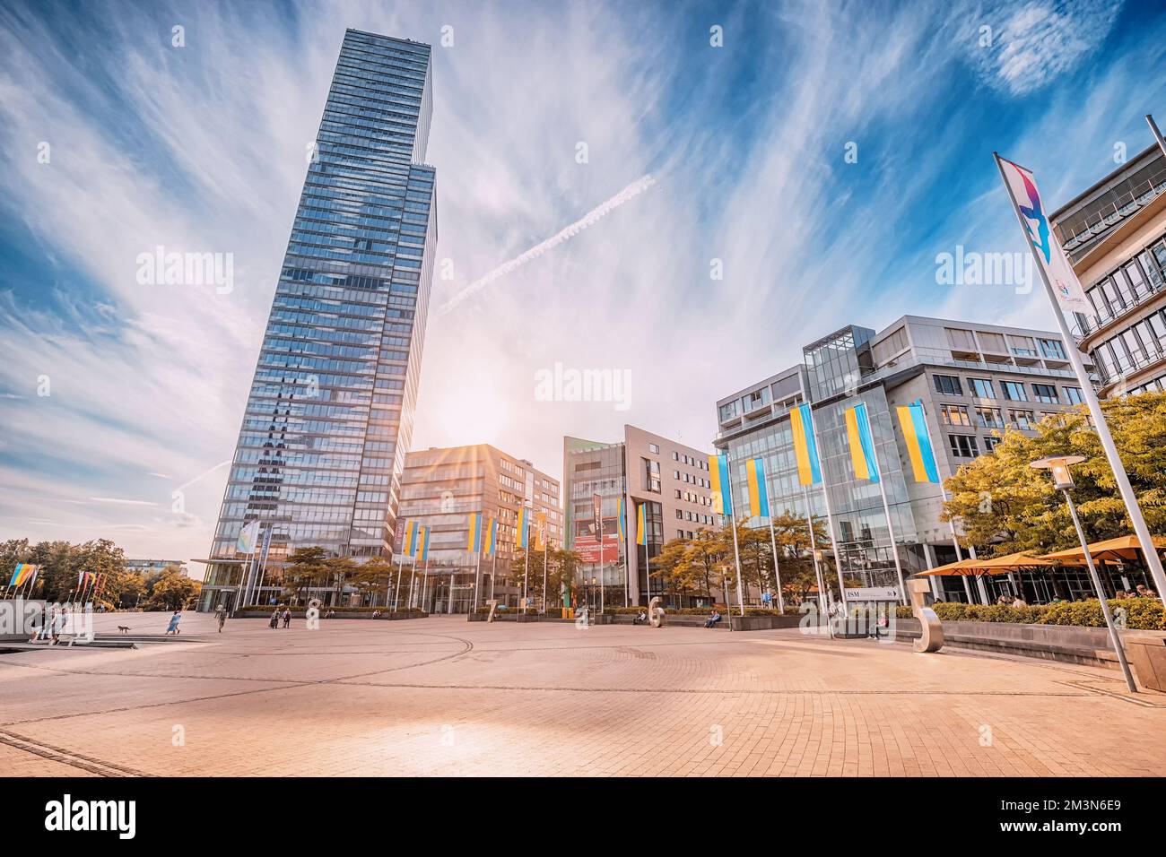 30 July 2022, Cologne, Germany: pavillions in MediaPark - a popular and ...