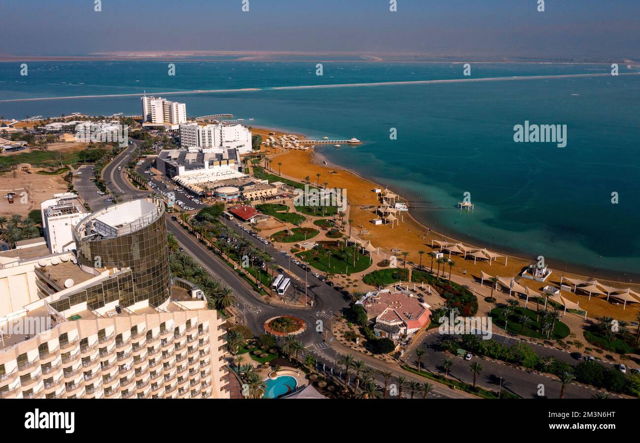 Aerial view on the resort area of the Dead Sea, Israel Stock Photo - Alamy