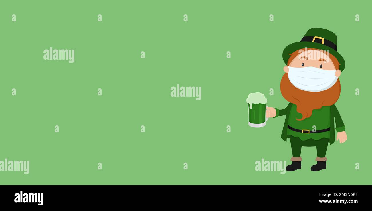 St. Patrick's Day poster. Leprechaun in face mask. Vector illustration ...