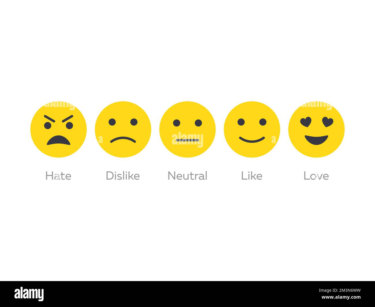 Feedback emoticon icon set. Hate and love emojis. Smiley feedback. User ...