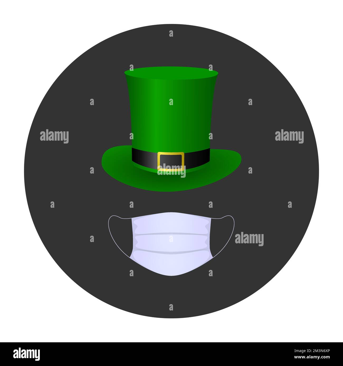 Saint Patricks Day avatar. Top hat and protective mask. Vector ...