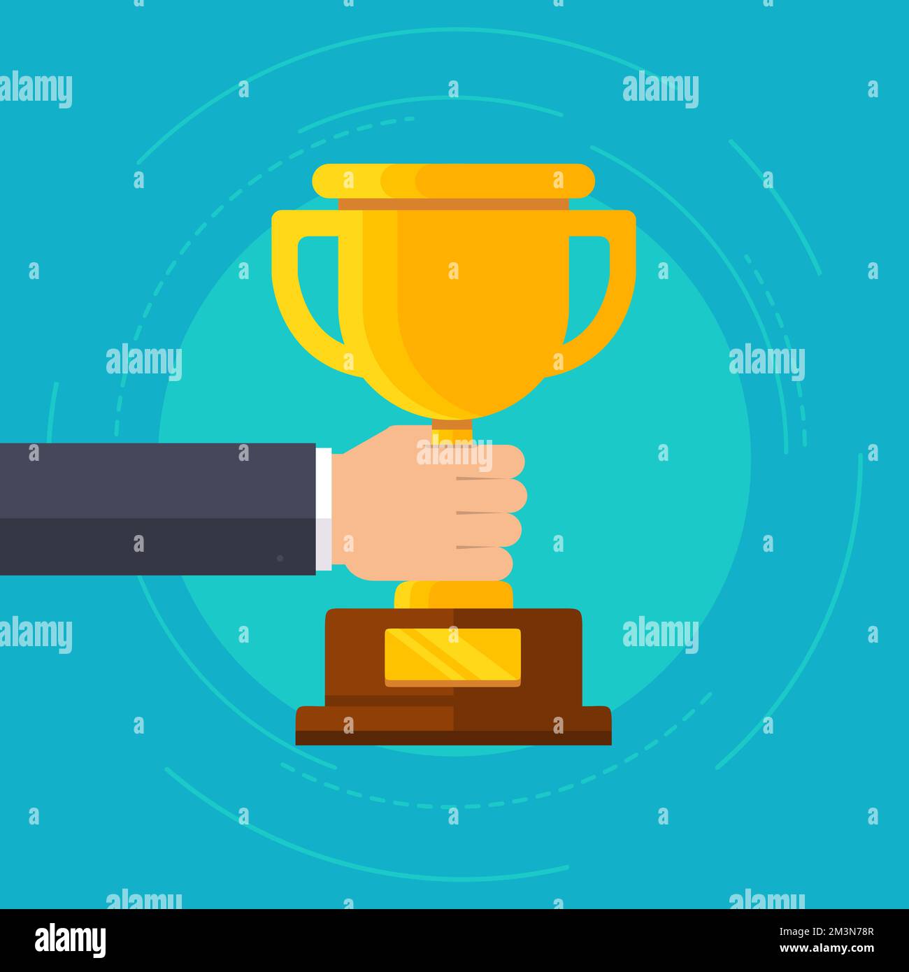 Hand holding Winner's trophy award. Male hand holding cup. Business ...