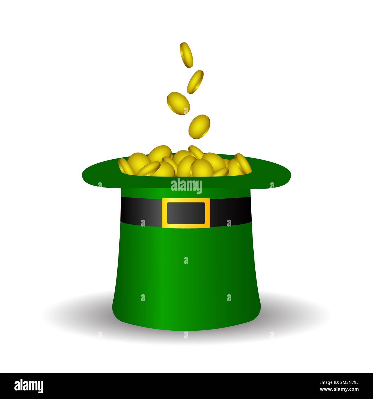Leprechaun green hat and golden coins. Vector illustration Stock Vector ...