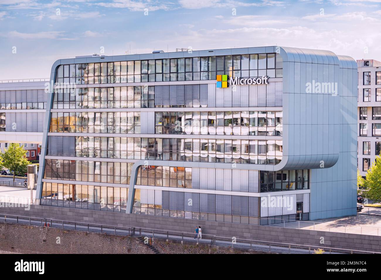 29 July 2022, Cologne, Germany: Microsoft brand logo on an office ...
