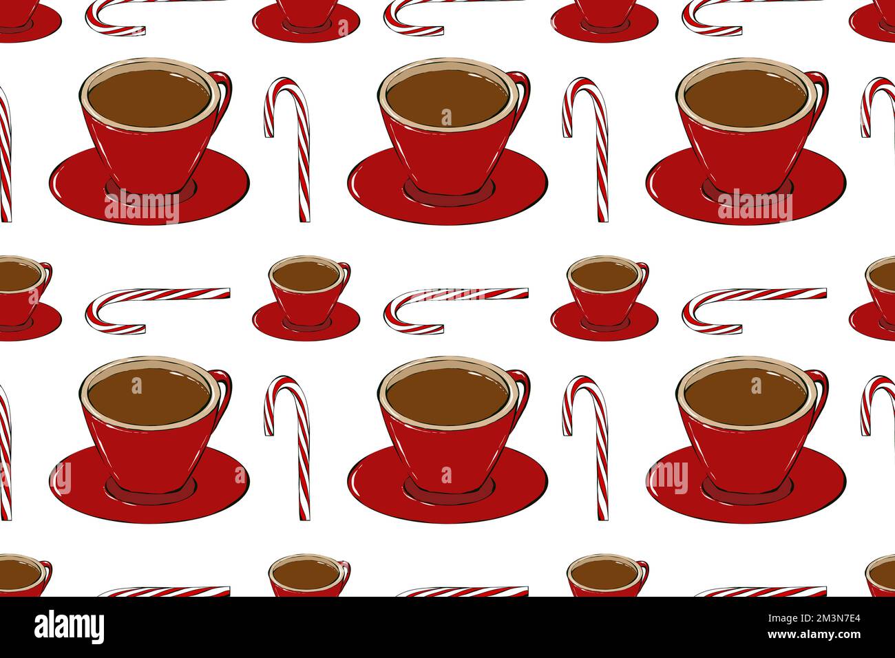 Hot drink seamles pattern. Coffee shop collection. Cups of coffee with ...