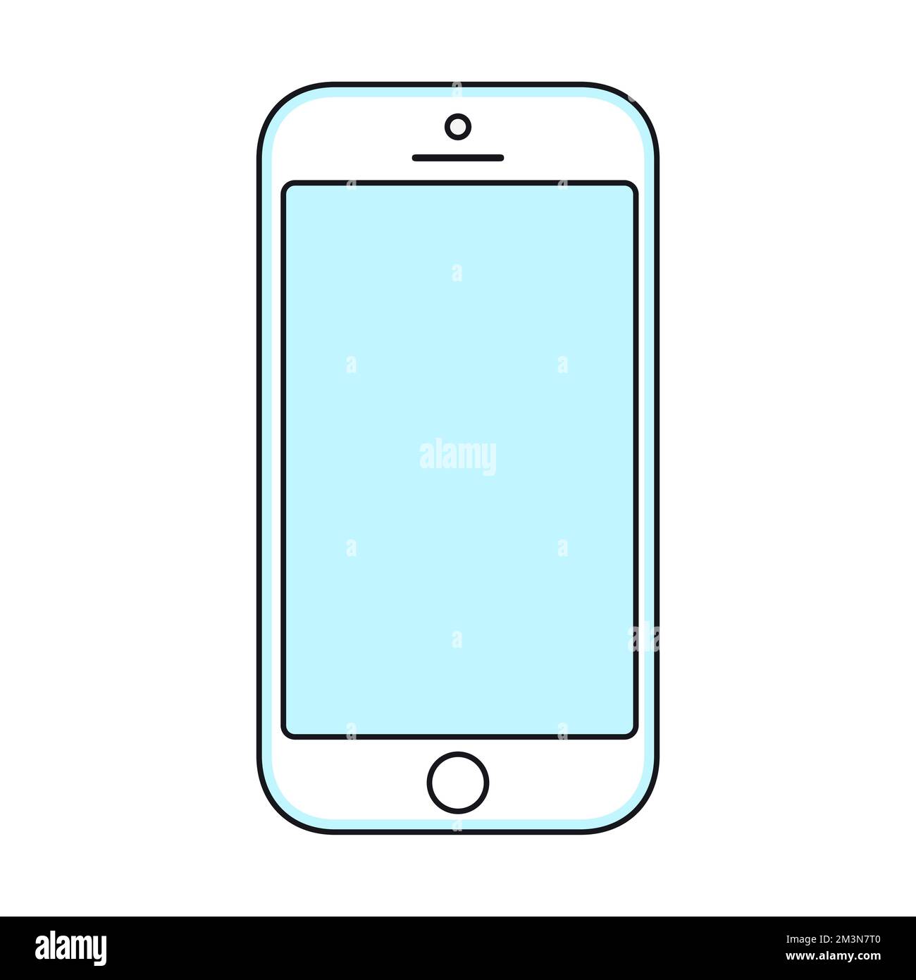 Line smartphone illustration. Cartoon thin line mobile phone with ...