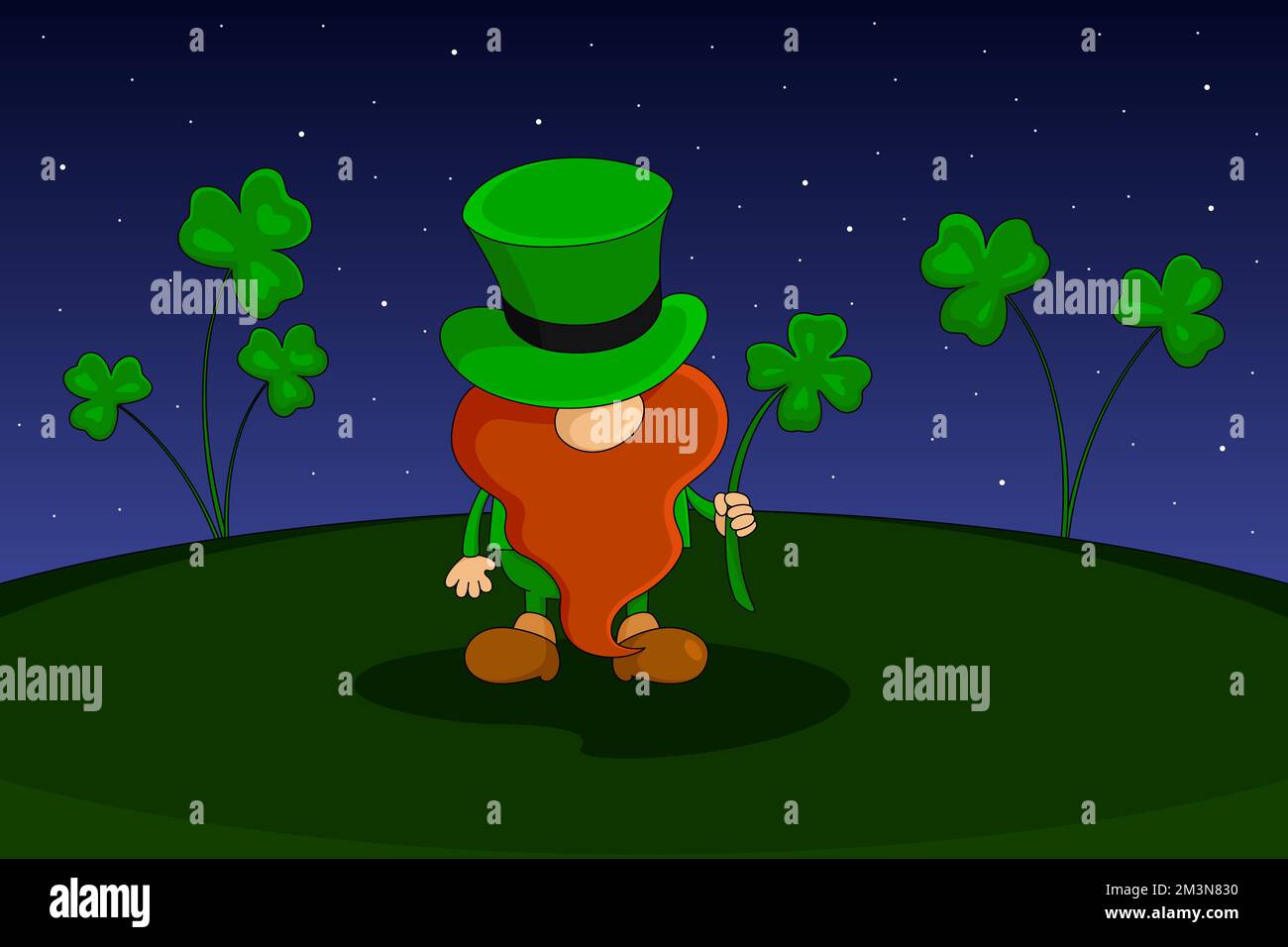 Leprechaun hold four leaf clover. Vector illustration Stock Vector ... Leprechaun hold four leaf clover. Vector illustration Stock Vector ...