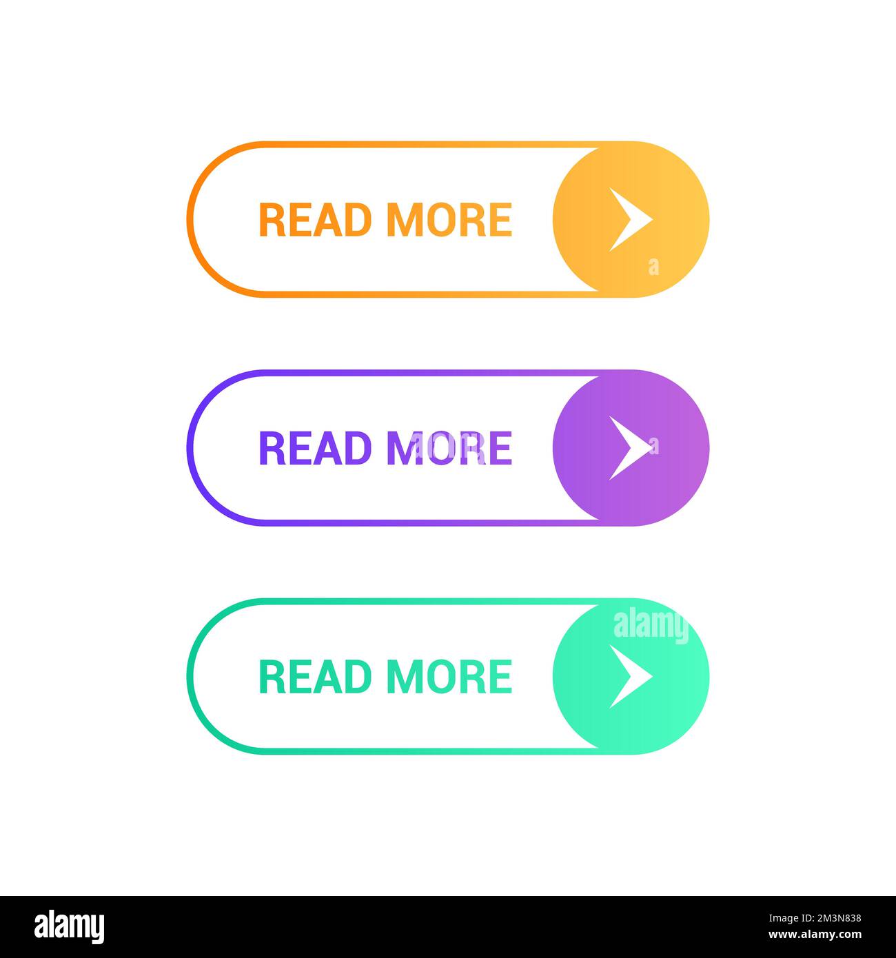Read More colorful button set on white background. Flat line gradient ...