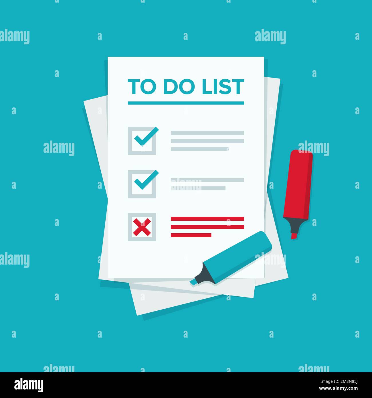 To do list or planning icon concept. One task failed. Paper sheets with ...