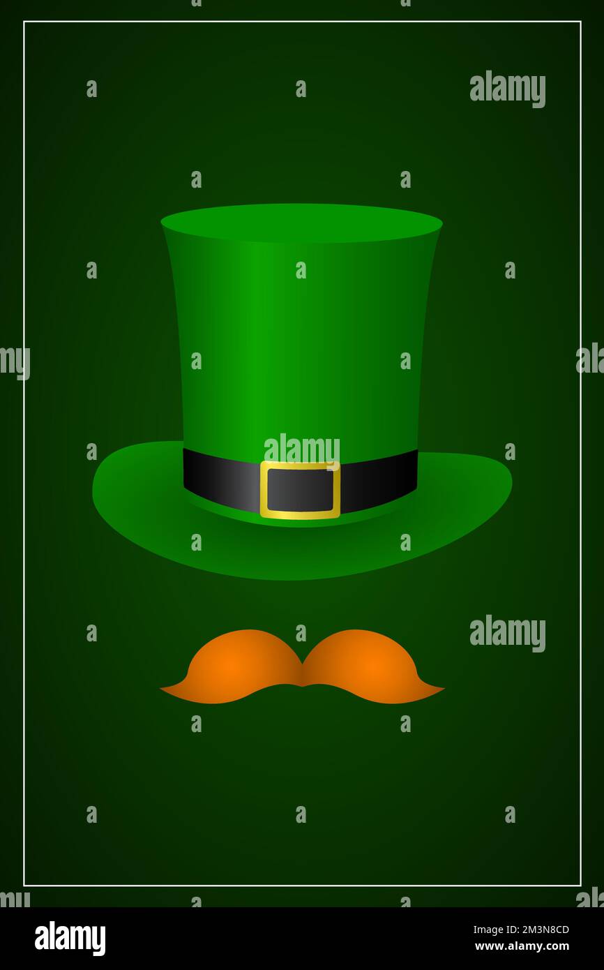 St Patricks Day Vertical Banner With Leprechaun Hat And Mustache