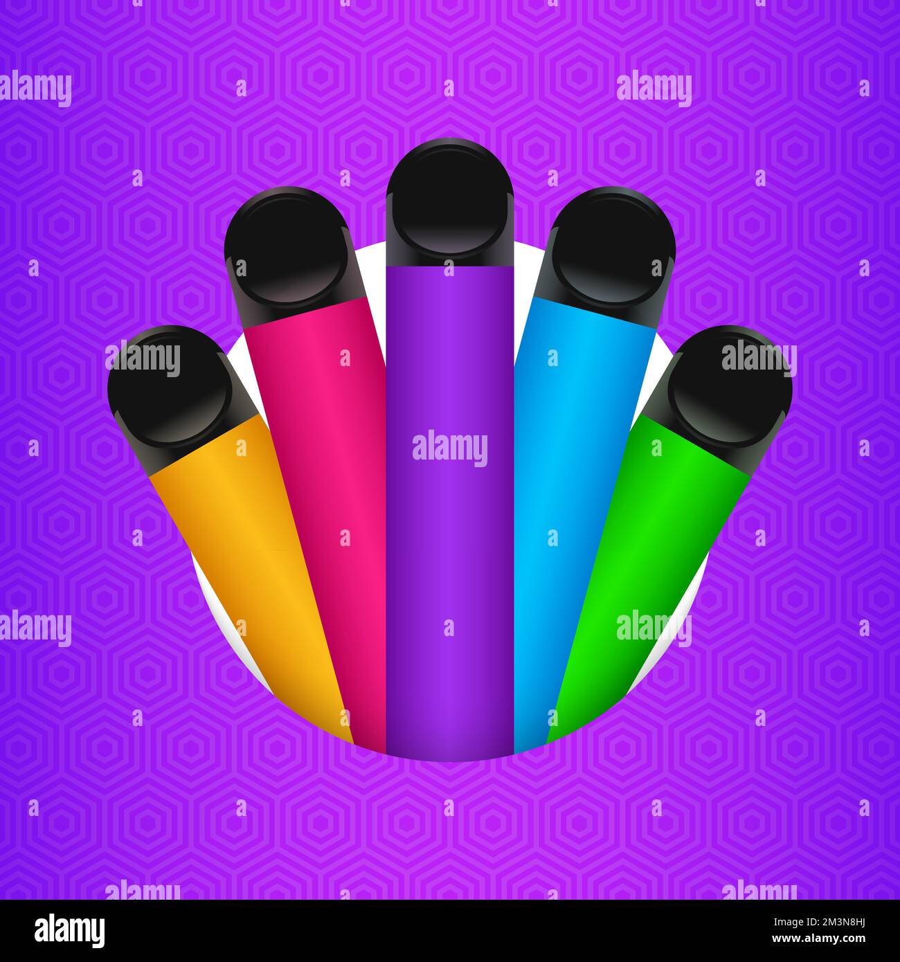 Disposable electronic cigarettes with different flavors in circle ...