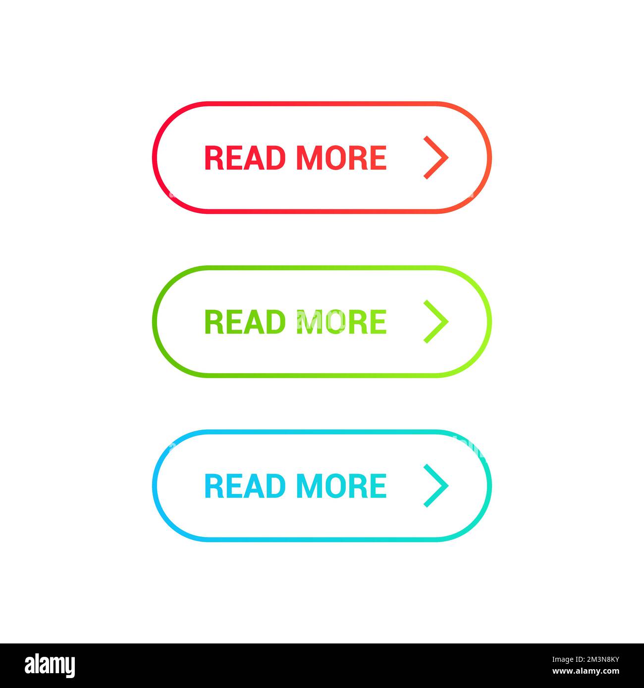 Read More colorful button set on white background. Flat line gradient button collection. Vector ...
