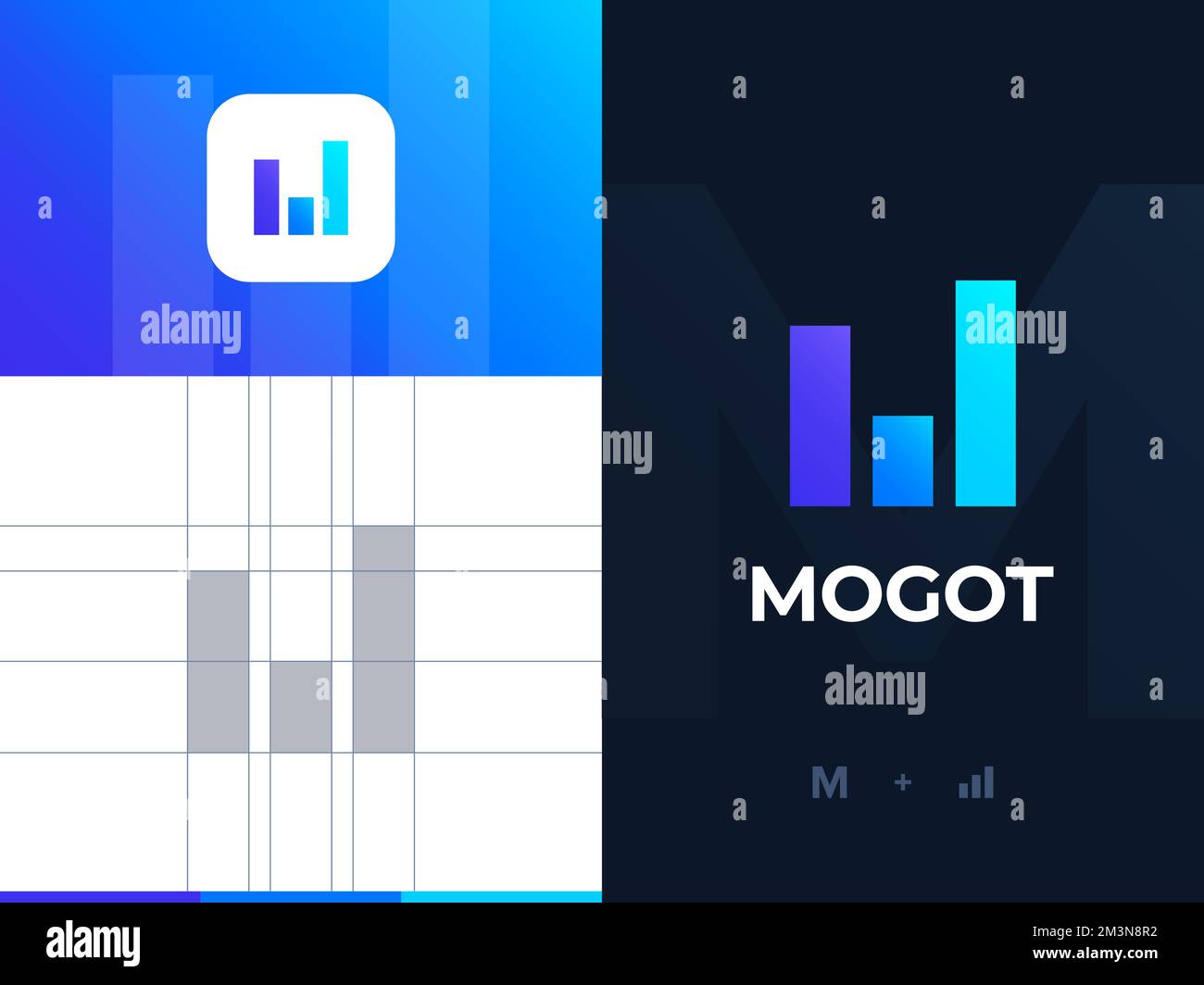 M growth graph logo design. Creative minimalistic letter M symbol ...