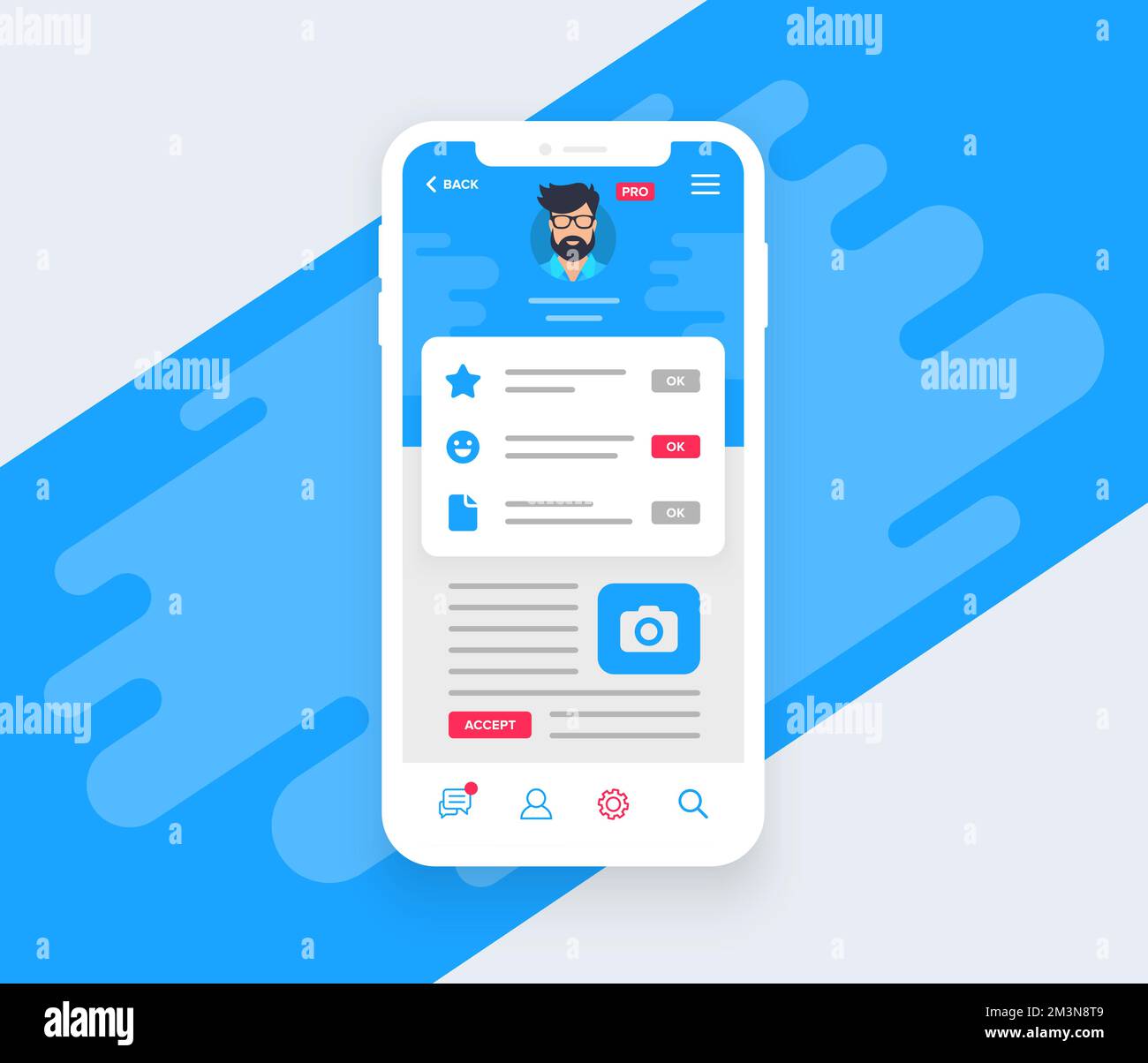 Social media profile page on mobile phone. Person social media profile ...