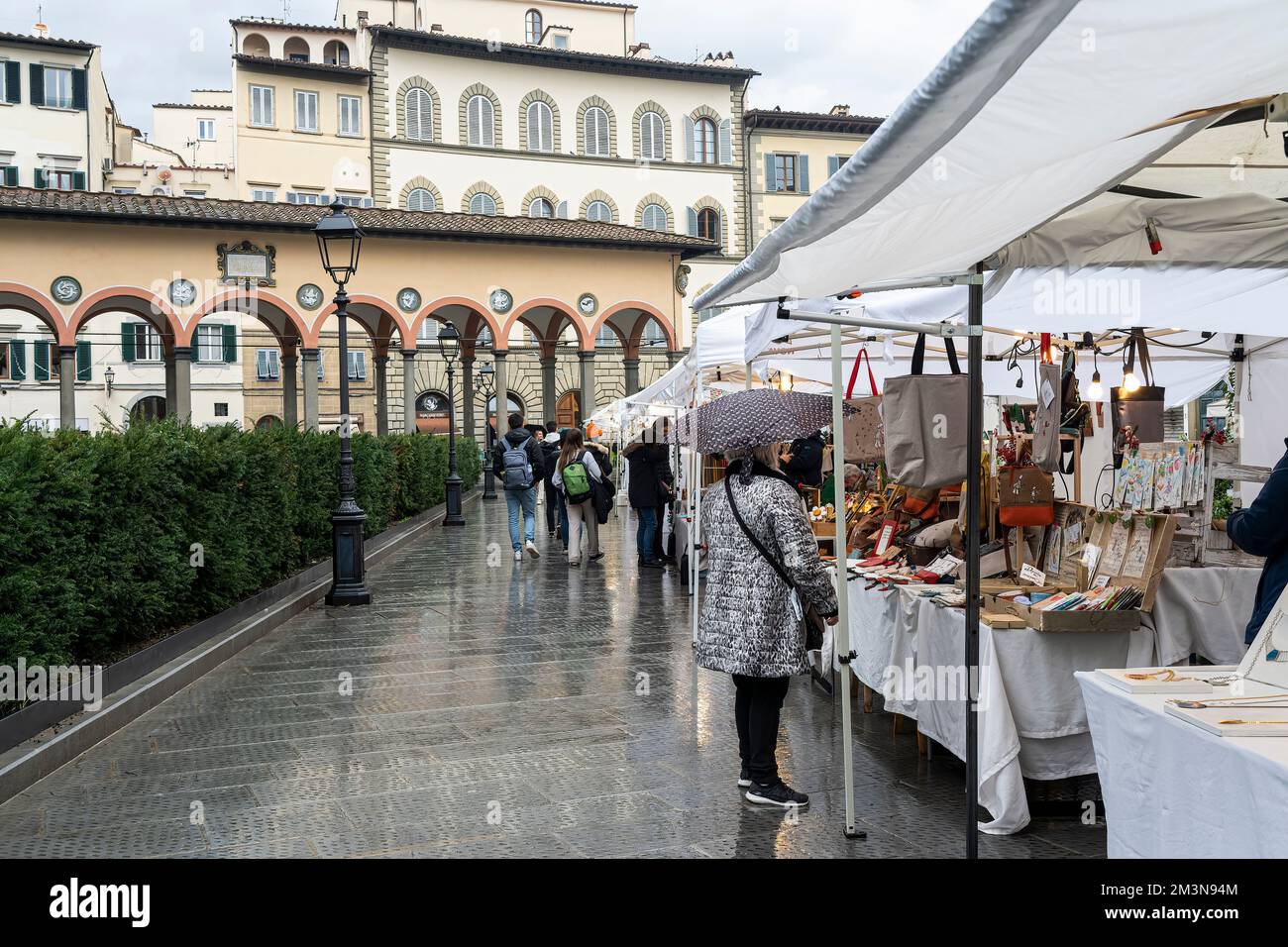 Christmas Market stalls in Florence Italy Stock Photo - Alamy
