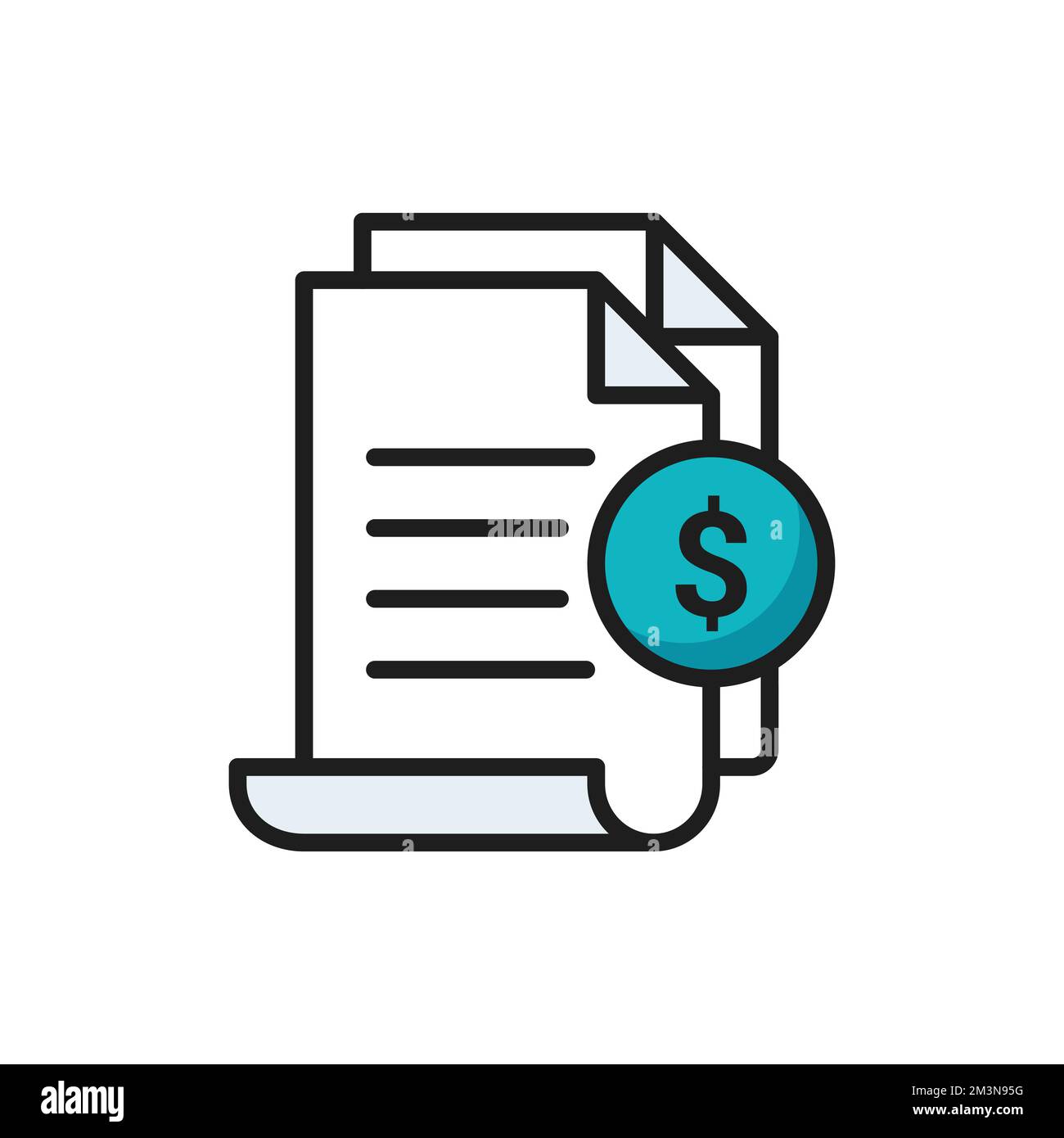 Invoice icon. Bill paid symbol. Tax form outline icon. Paper document ...