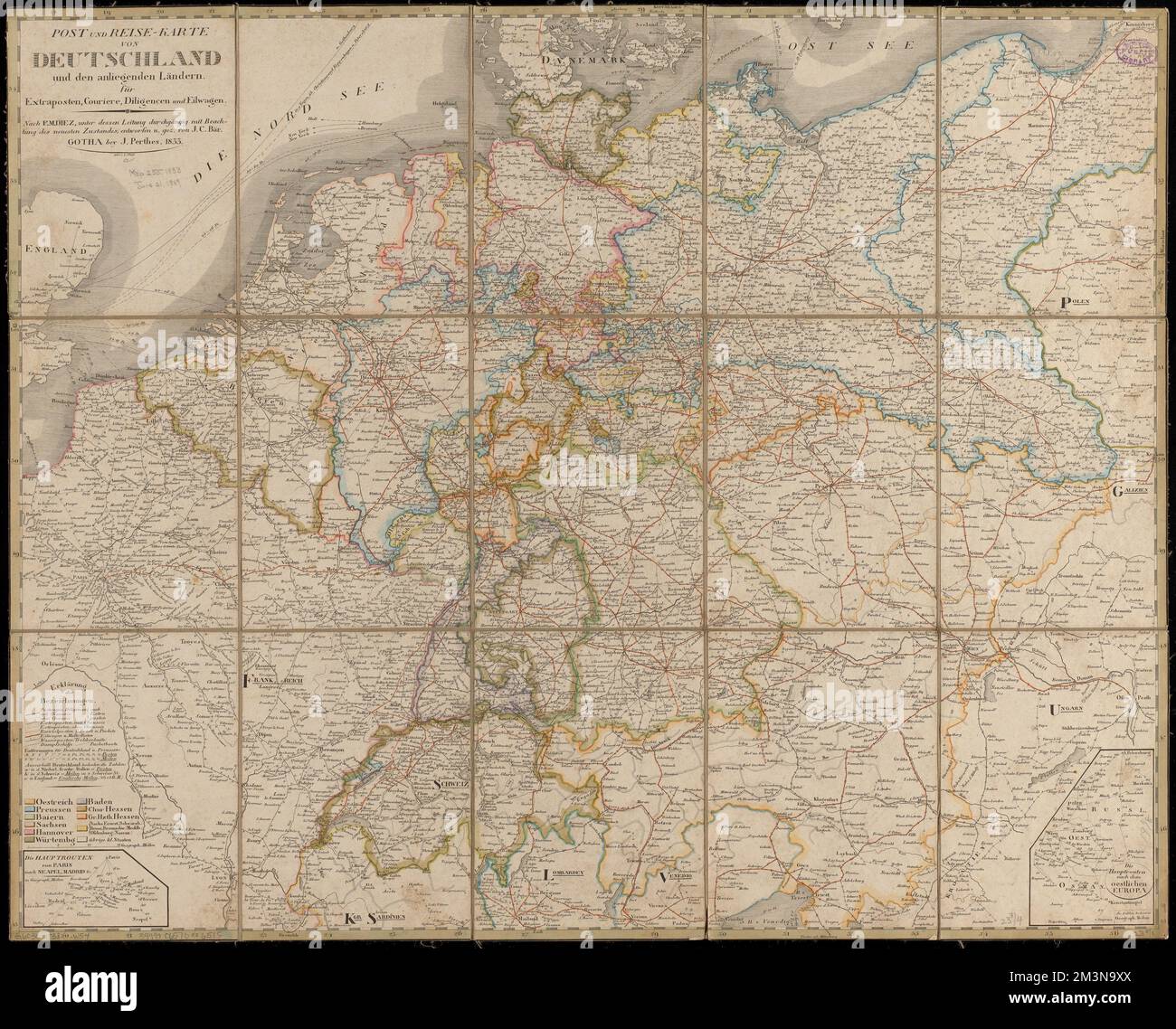 Post und reise-karte von Deutschland und den anliegenden ländern : für ...