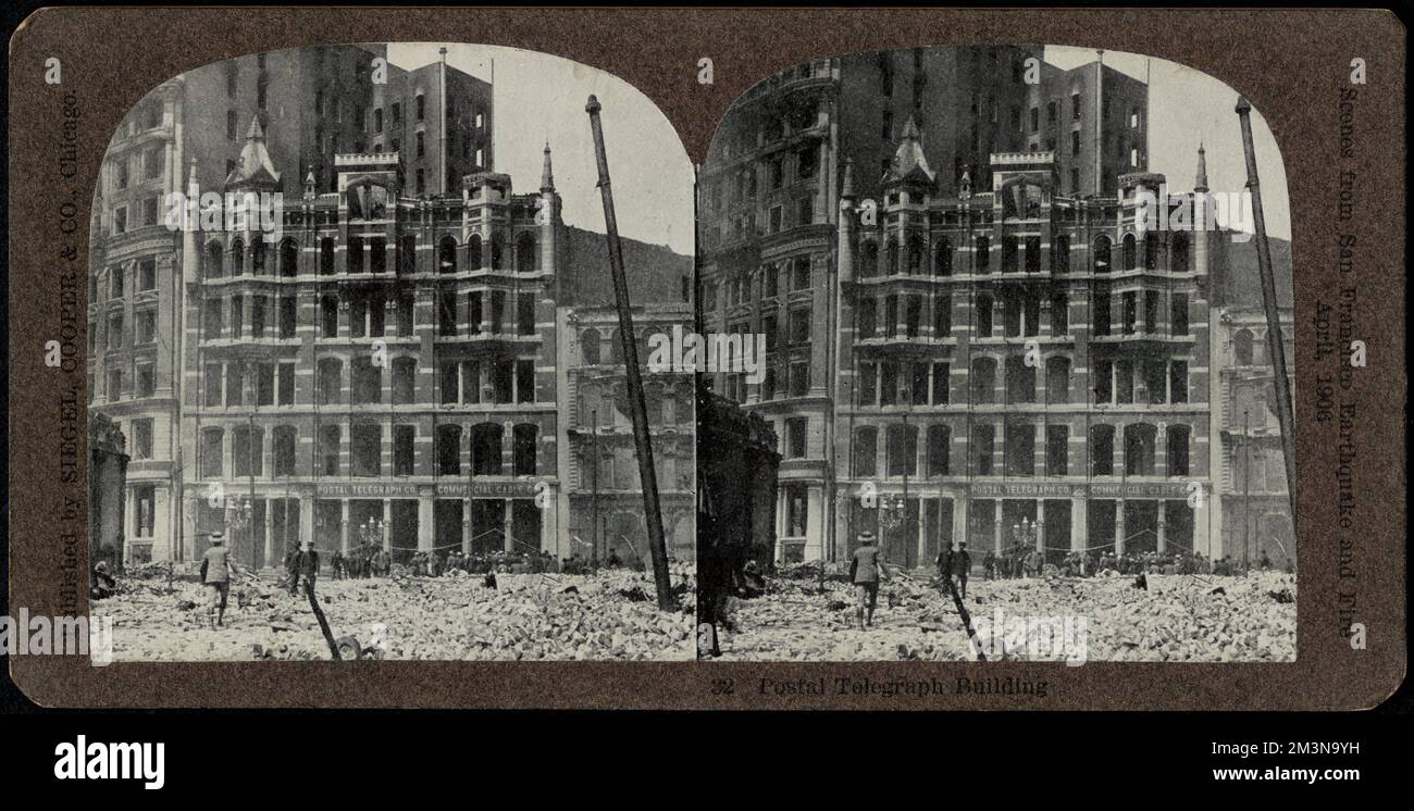 Postal Telegraph Building , Debris, Earthquakes, Office buildings, San ...