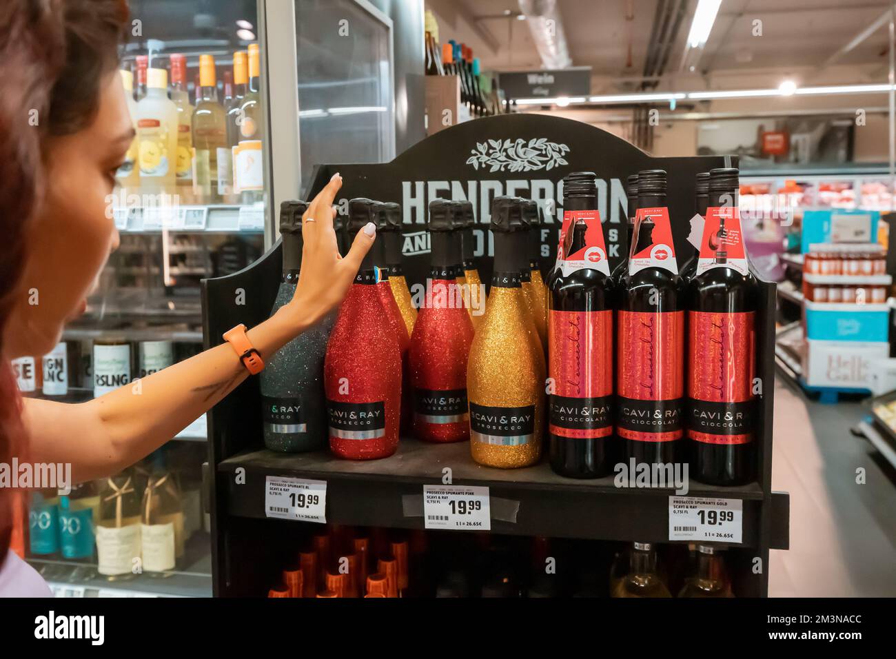 29 July 2022, Cologne, Germany: Prosecco famous champagne bottles in ...