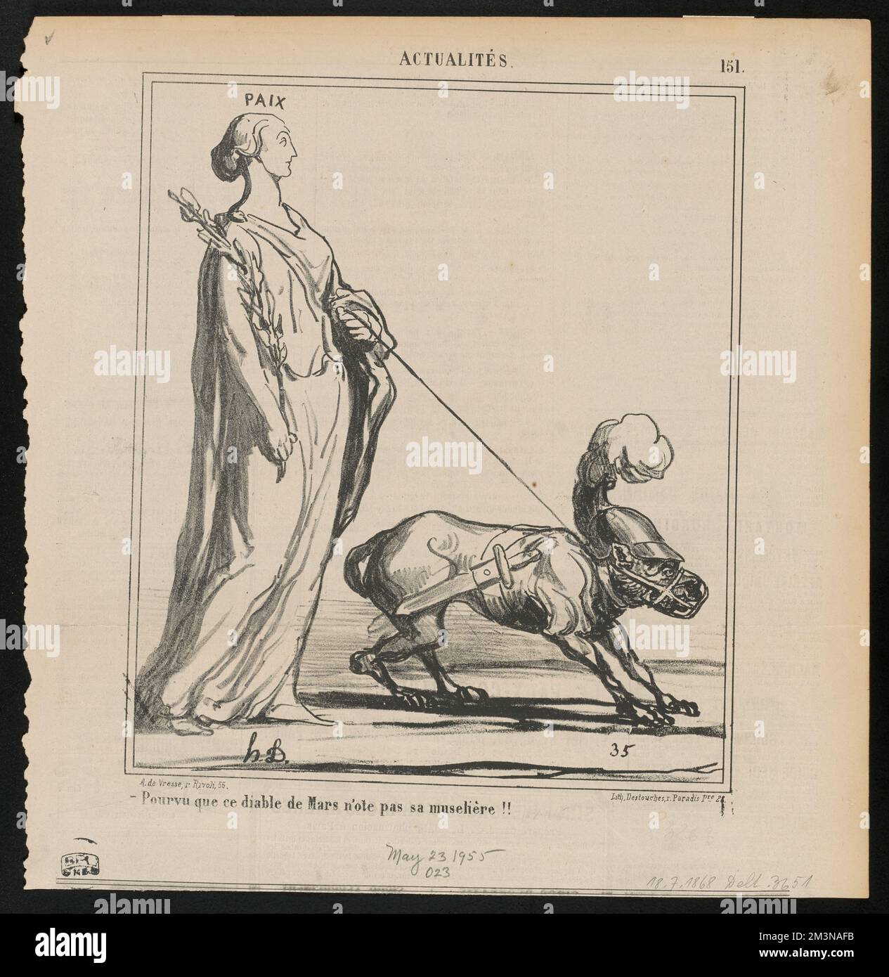 Pourvu que ce diable de Mars n'ote pas sa muselière!!. Honoré Daumier ...
