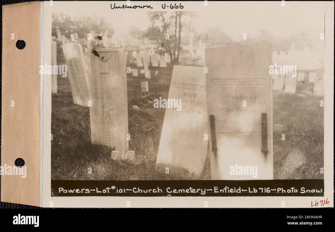 Powers, Church Cemetery, lot 101, Enfield, Mass., ca. 1930-1931 ...