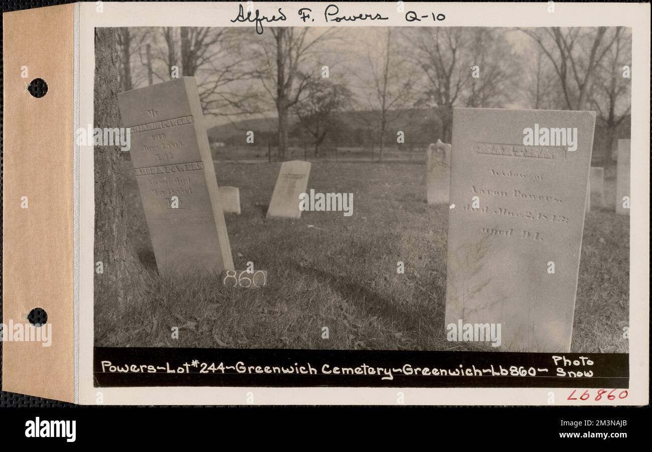 Powers, Greenwich Cemetery, Old section, lot 244, Greenwich, Mass., ca ...
