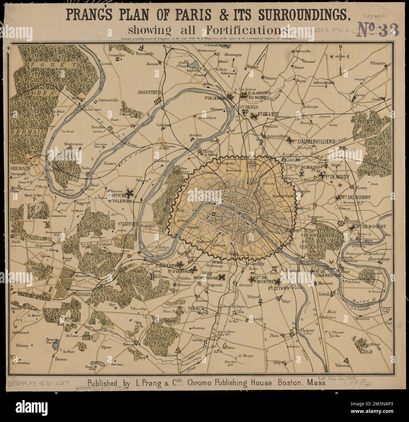 Prang's plan of Paris & its surroundings, showing all fortifications ...