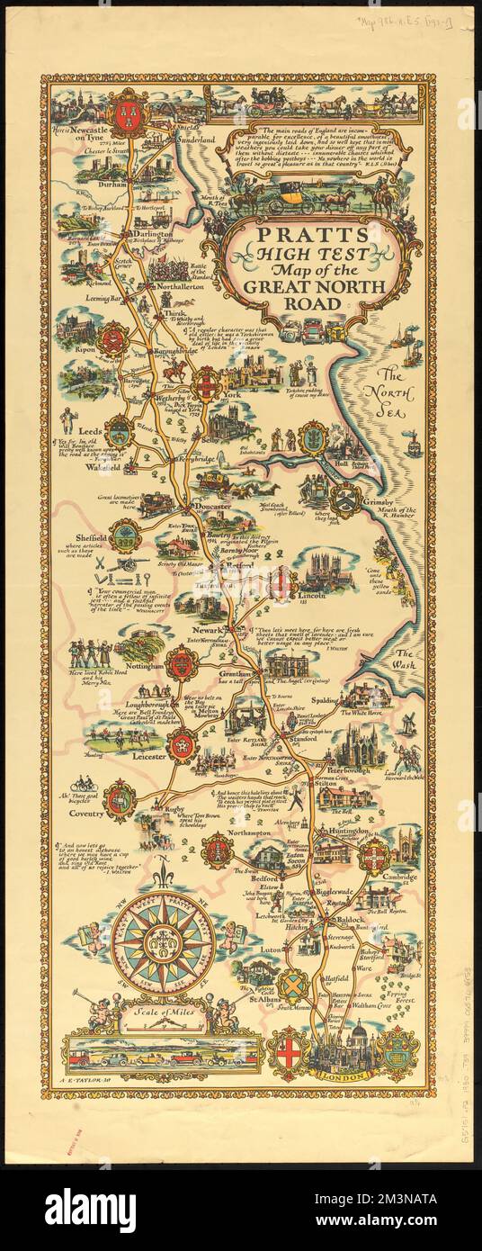Pratts high test map of the Great North Road , Roads, England, Maps, A1 ...