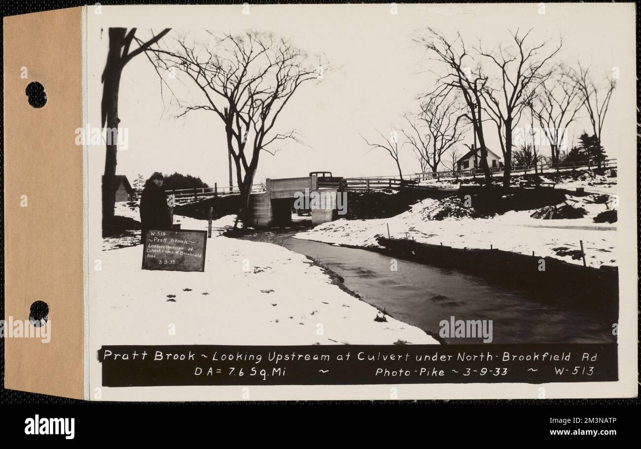 Pratt Brook looking upstream at culvert under North Brookfield Road ...