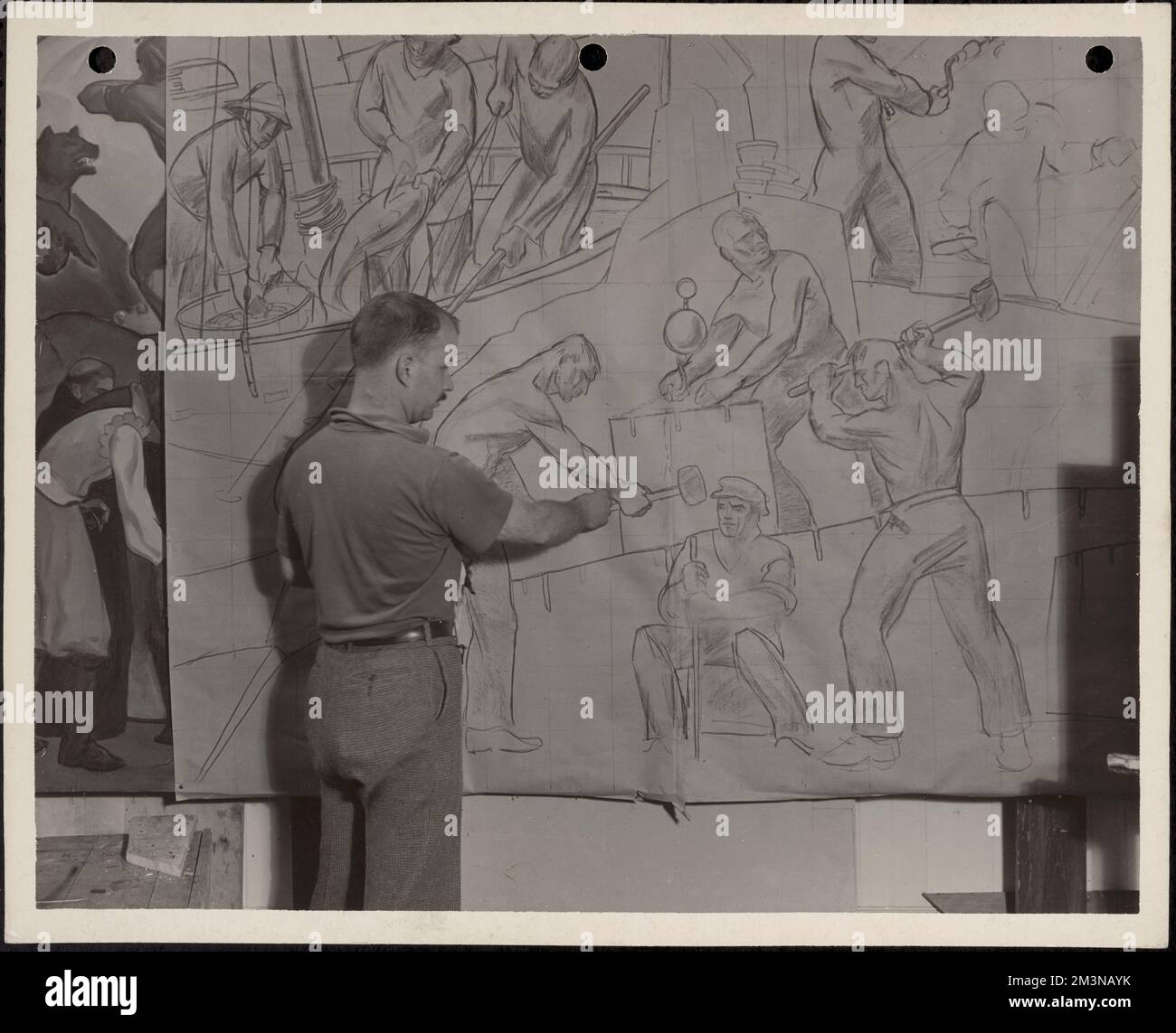 Preliminary work on historical mural , Artists, Murals, Processes ...