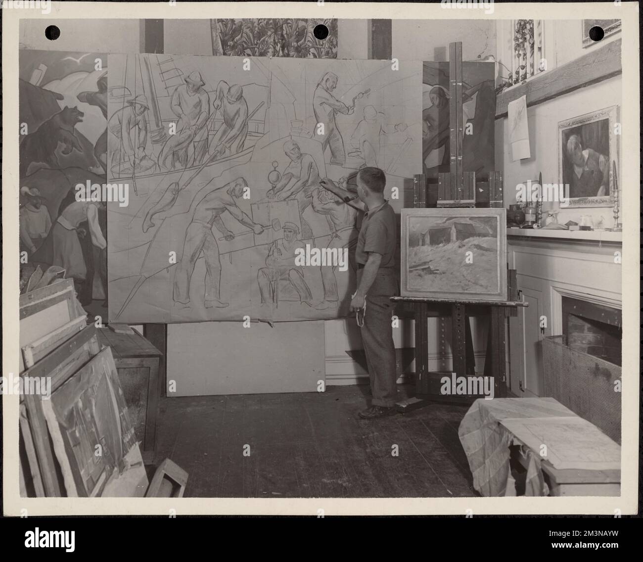 Preliminary work on historical mural , Artists, Murals, Processes ...