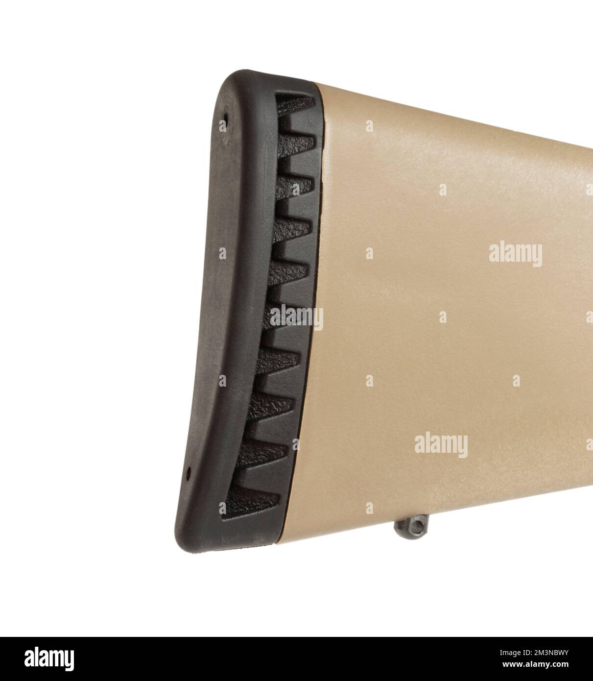 Textured recoil pad on a bolt action rifle isolated on white Stock ...