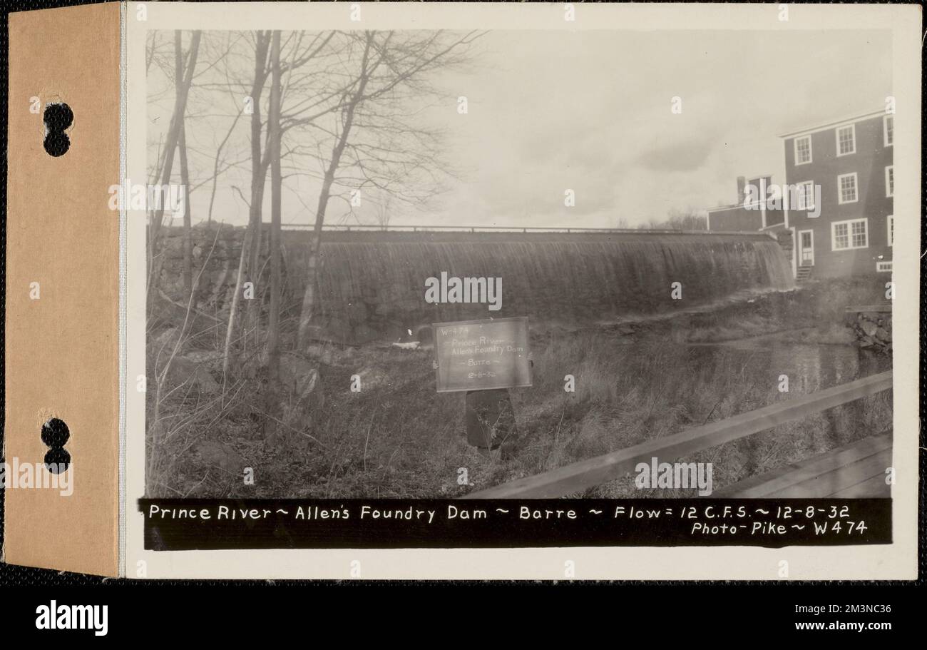 Prince River, Allen's Foundry dam, flow 12 cubic feet per second, Barre ...