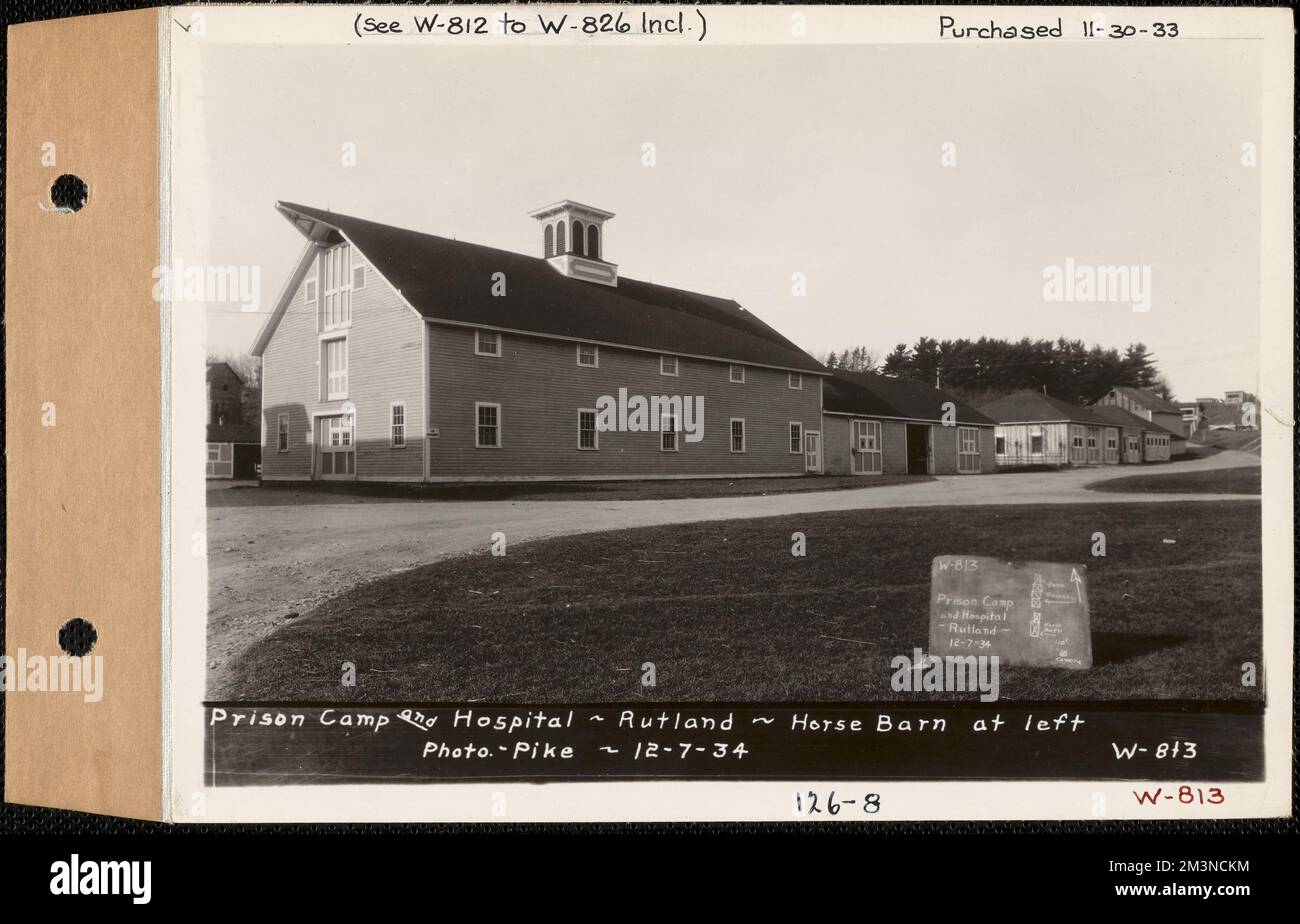 Prison Camp and Hospital, horse barn at left, Rutland, Mass., Dec. 7 ...
