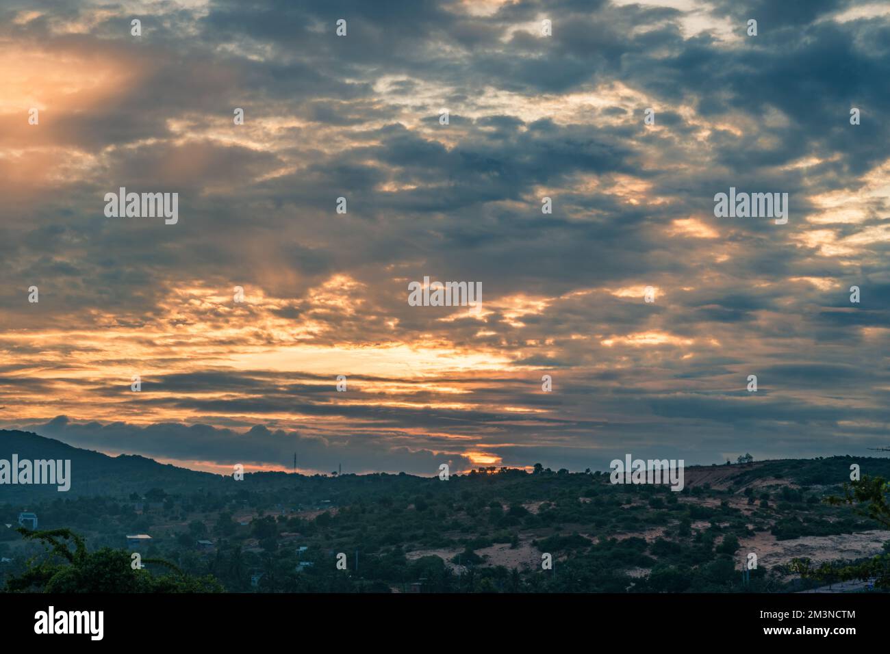 Atmosphere panorama Dramatic Sky Sunset Sunrise Dark orange rosy yellow ...