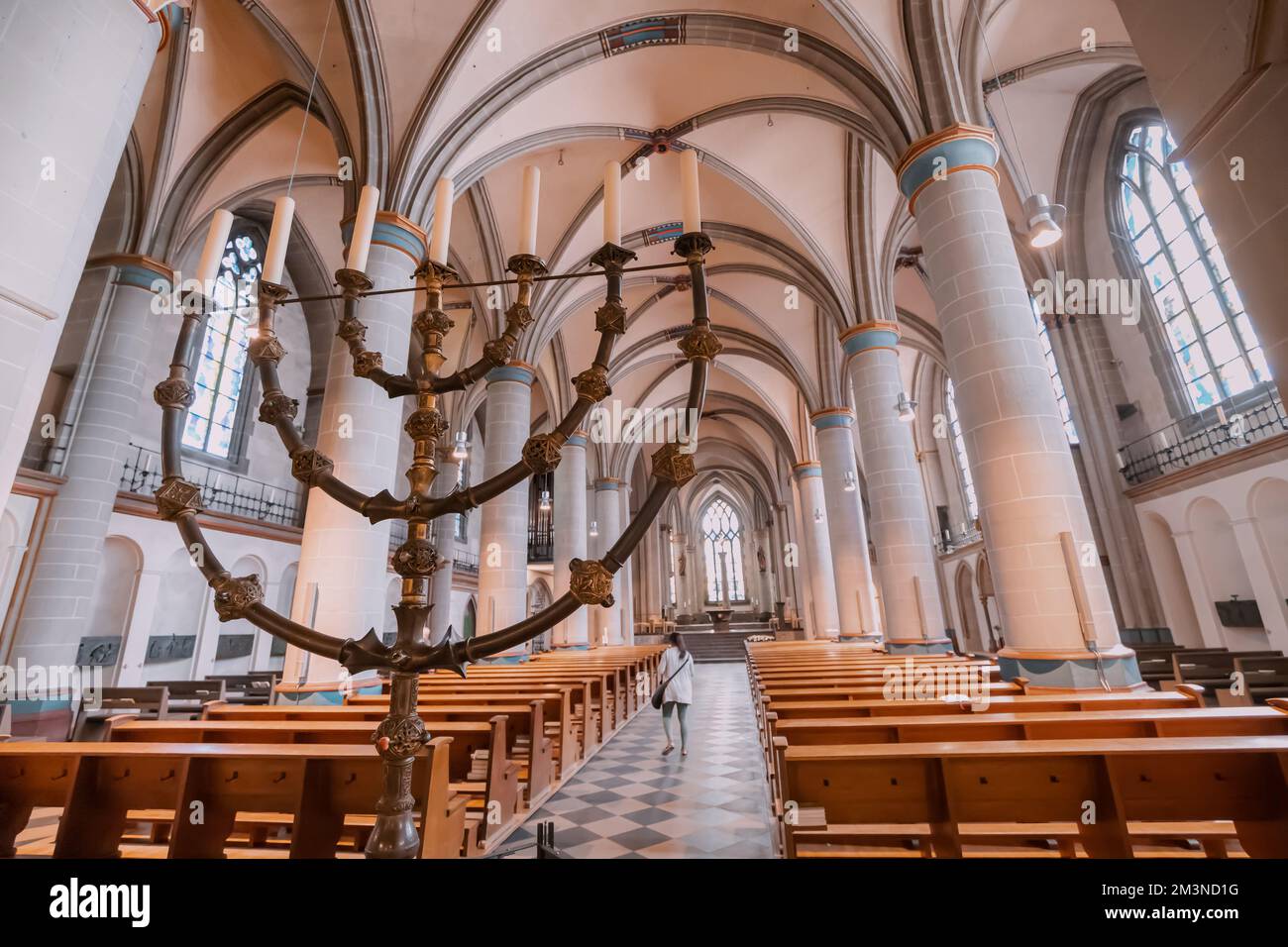 28 July 2022, Essen, Germany: candleholder and Majestic ceiling view in ...