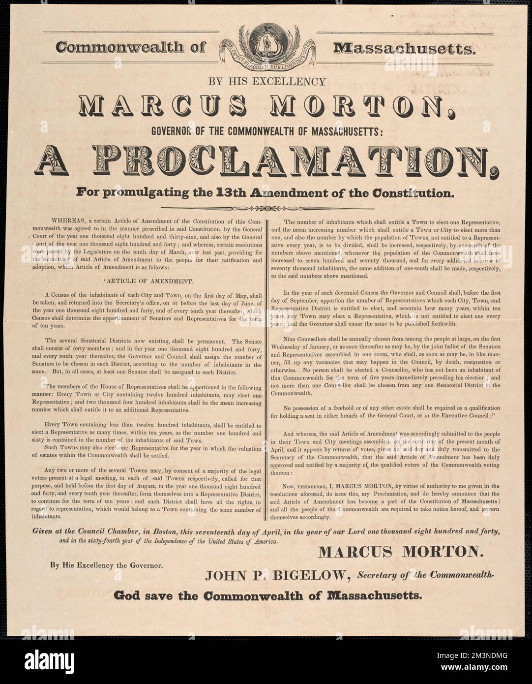Proclamations Re: Representation in State Government, 1837, 1840 ...