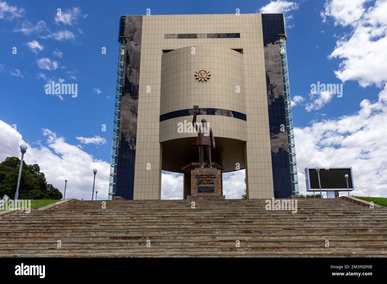 Museum in Windhoek. Sam Nujoma Monument in front of The Independence ...