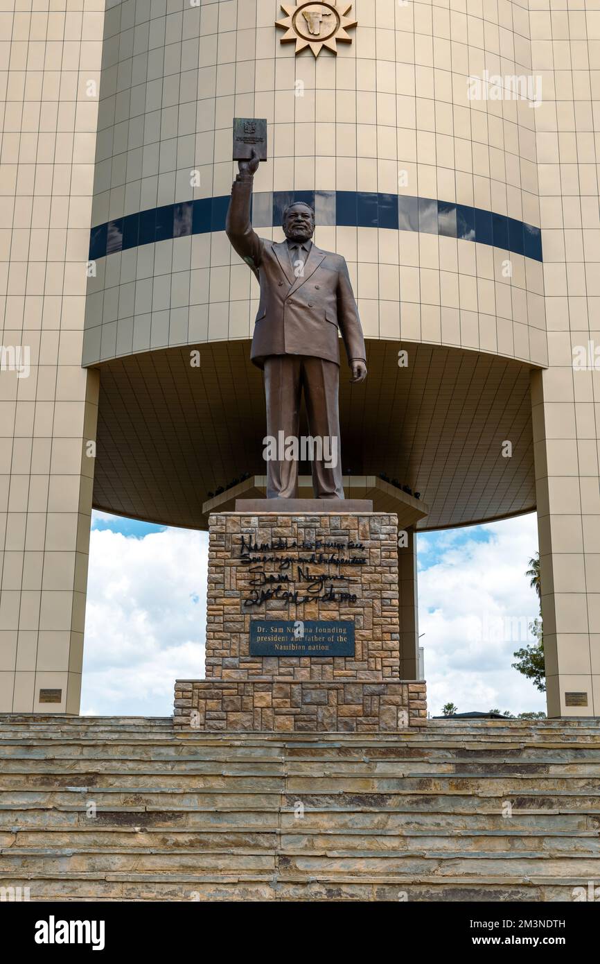 Museum in Windhoek. Sam Nujoma Monument in front of The Independence ...