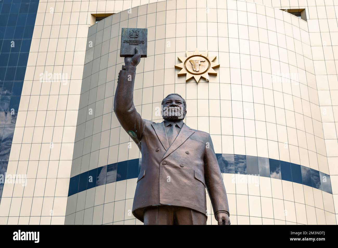 Museum in Windhoek. Sam Nujoma Monument in front of The Independence ...