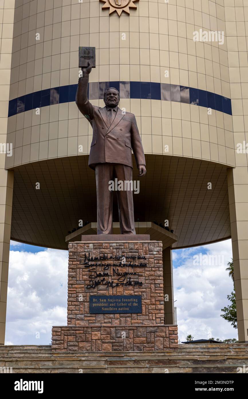 Museum in Windhoek. Sam Nujoma Monument in front of The Independence ...