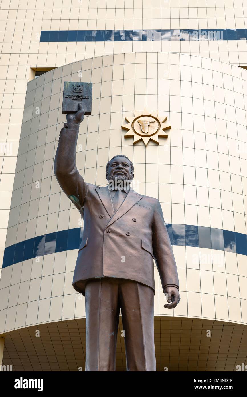 Museum in Windhoek. Sam Nujoma Monument in front of The Independence ...