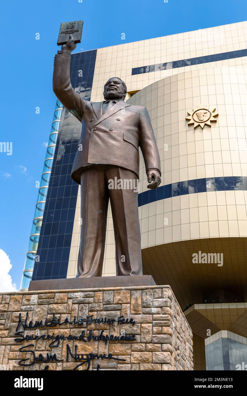 Museum in Windhoek. Sam Nujoma Monument in front of The Independence ...