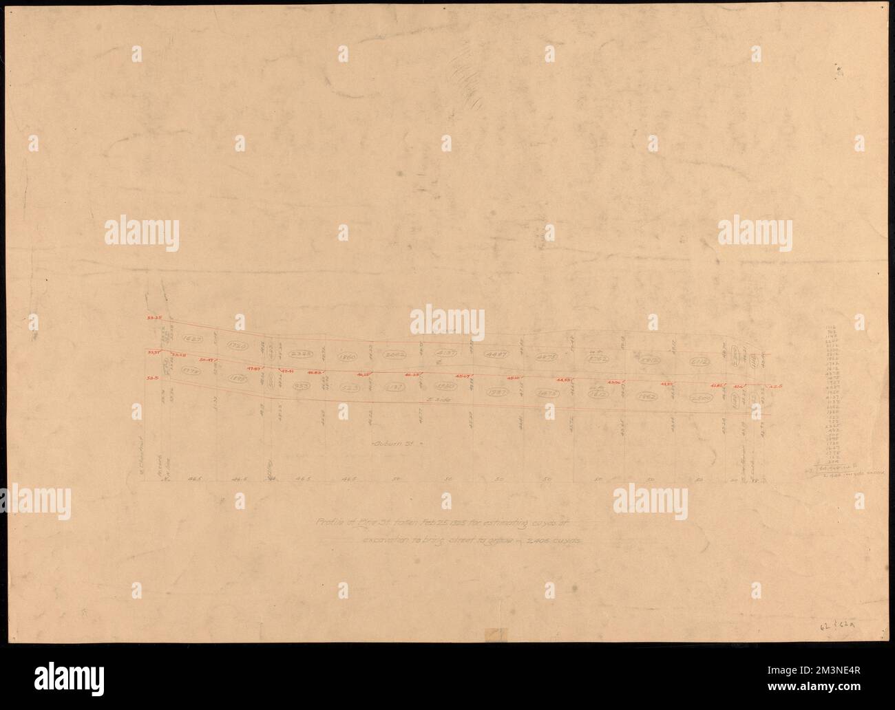 Profile of Pine St. taken Feb. 25, 1925 for estimating cu. yds. of ...