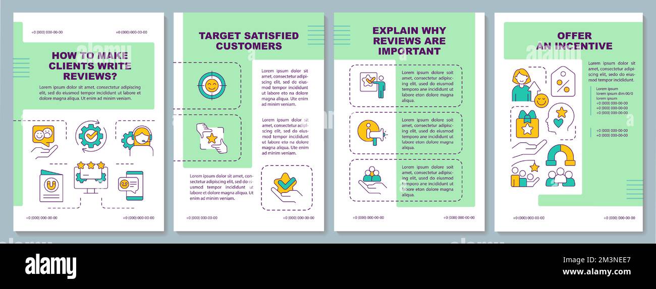 Motivating clients to leave feedback green brochure template Stock ...
