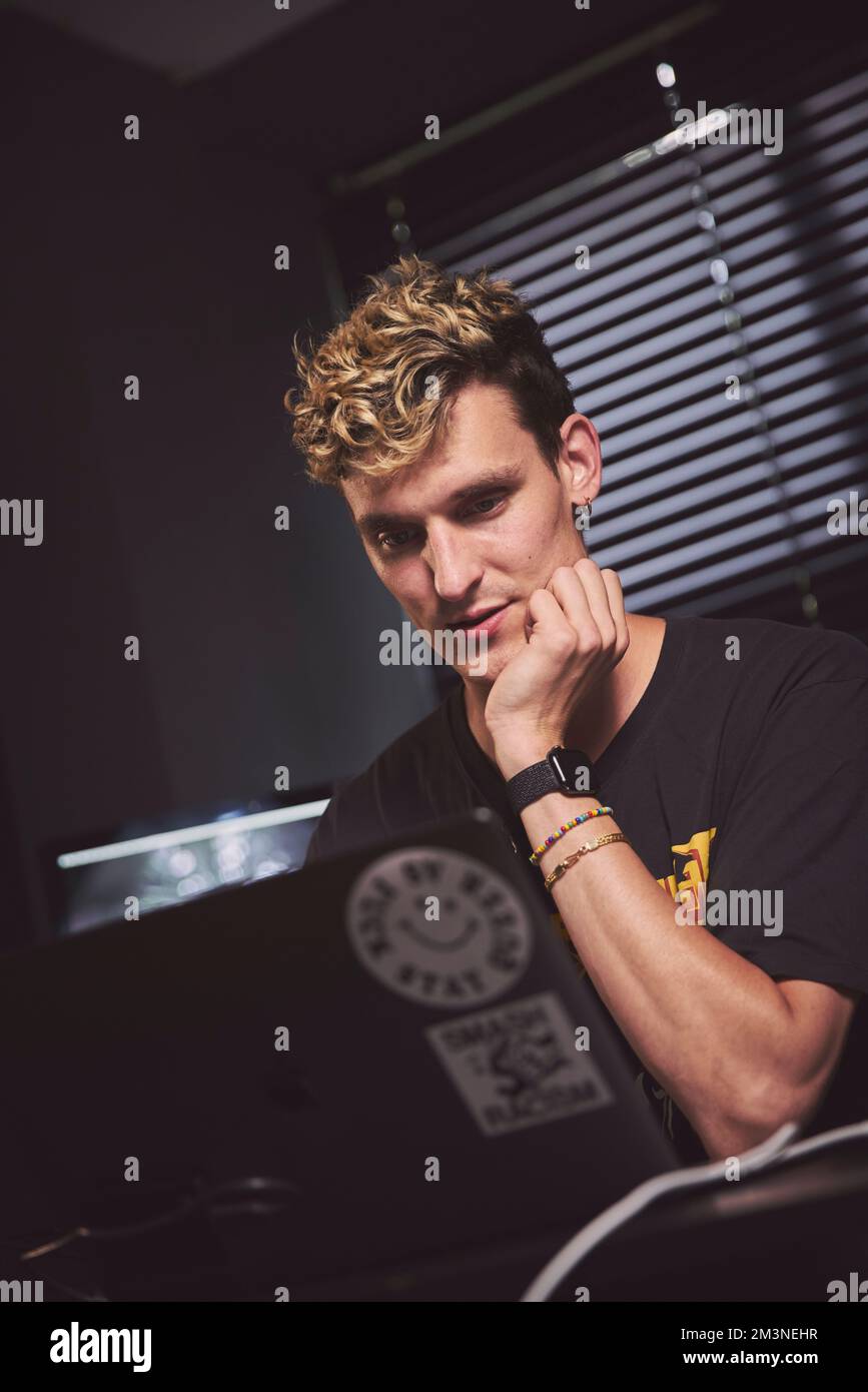 American DJ and producer GRiZ photographed at Point Blank studios ...